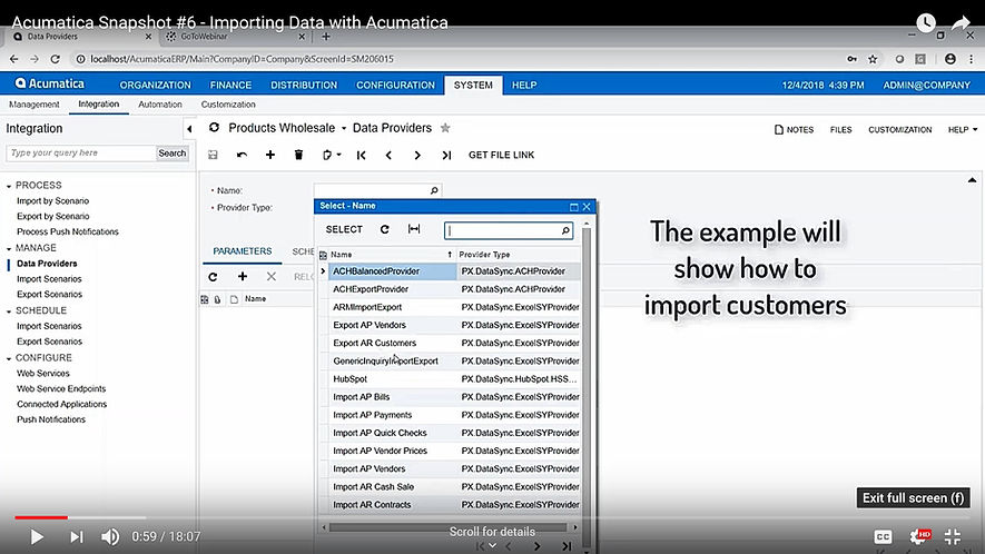 Acumatica Import Export Data | intercsAcumatica